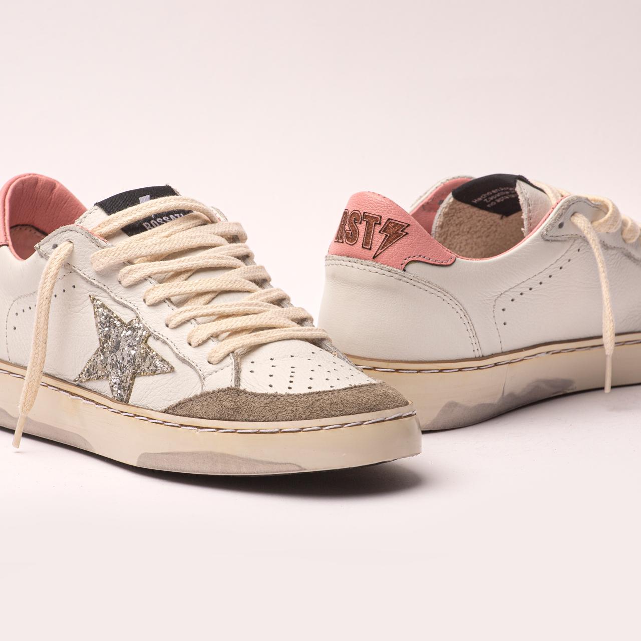 Witte sneakers met zilver en roze accenten - super comfortabel